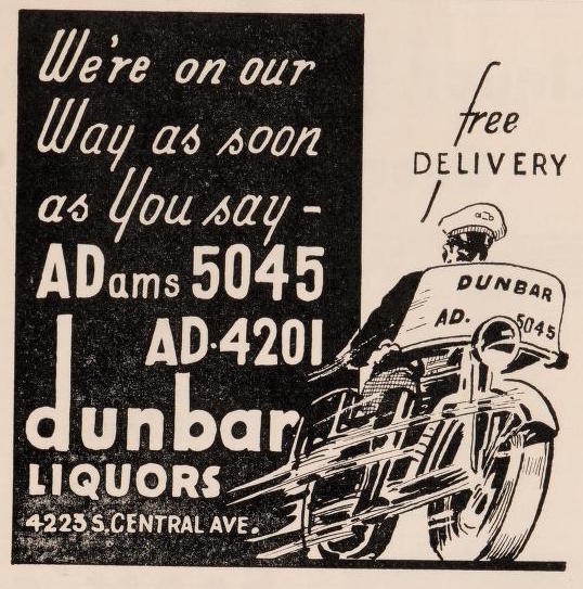officialcentrala0000cent_0053 dunbar liquors cleaner graphic ad | Esotouric